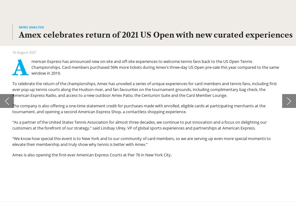 Amex celebrates return of 2021 US Open with new curated experiences ...